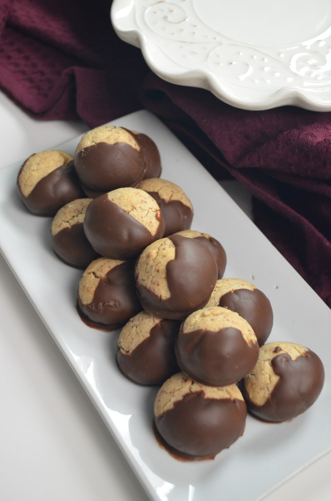 Chocolate Dipped Almond Ball Cookie