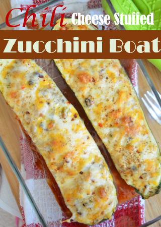 Cheesy Chili Stuffed Zucchini Boat For Two