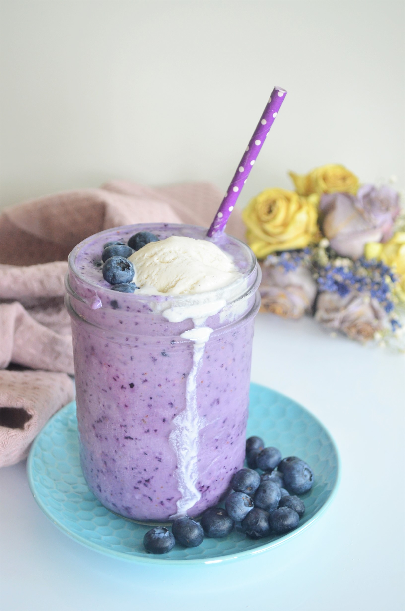 Single Serving Blueberry Ice Cream Float