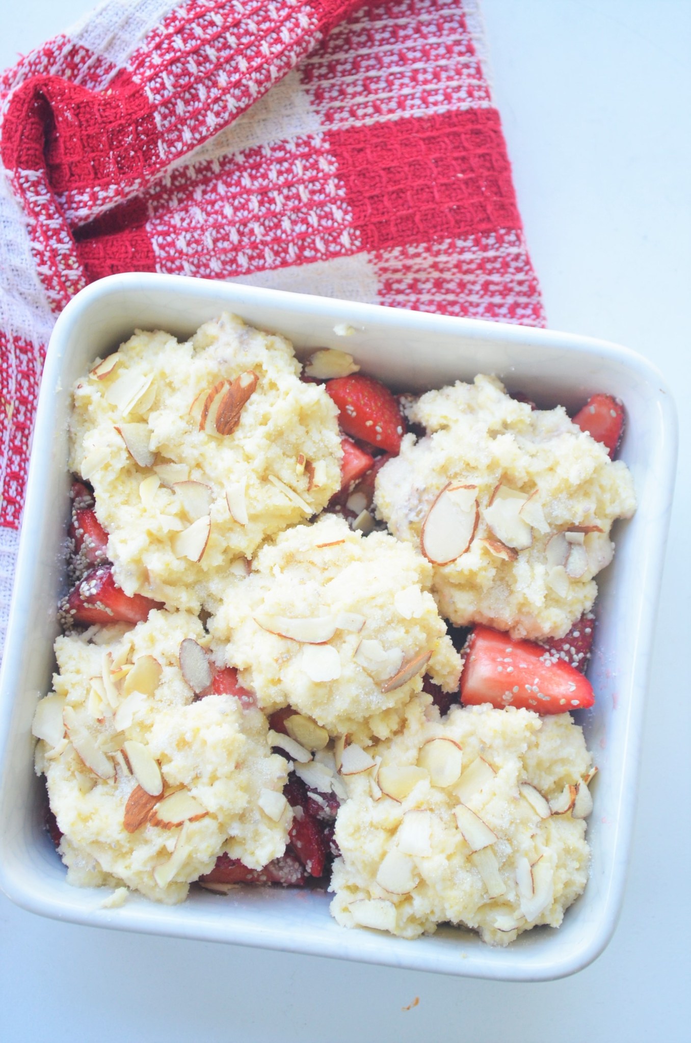 Small Batch Strawberry Cobbler with Cornmeal Biscuit Topping