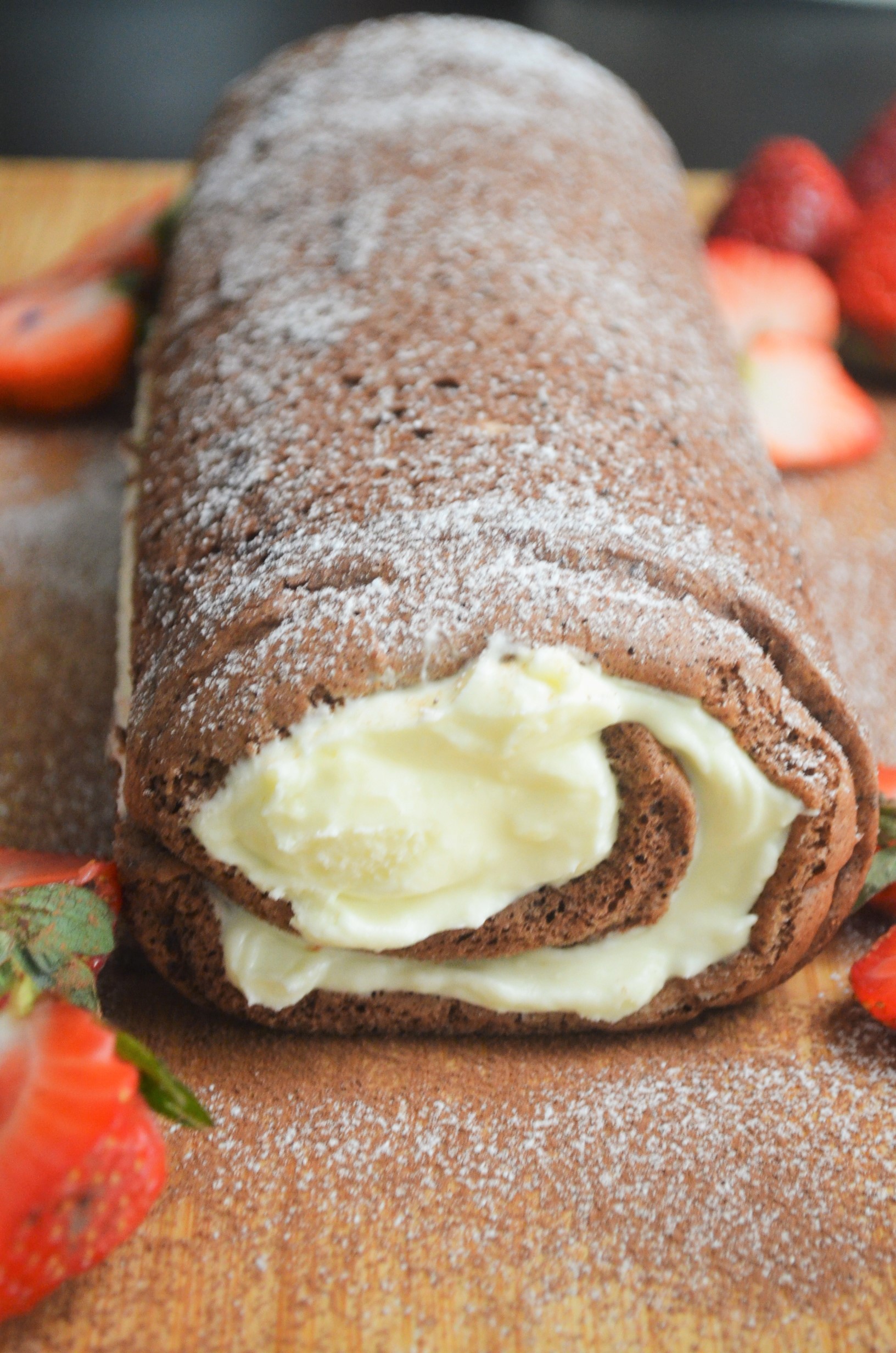 Chocolate Cream Cheese Swiss Roll Cake