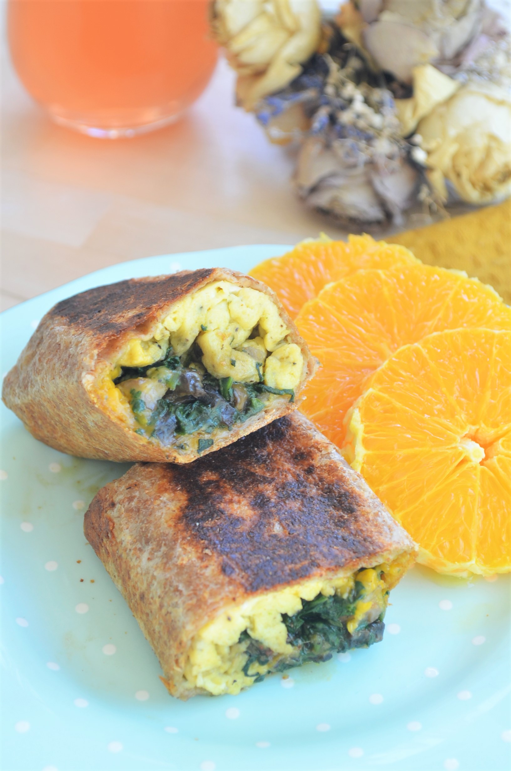 small-batch-spinach-and-mushroom-breakfast-burrito