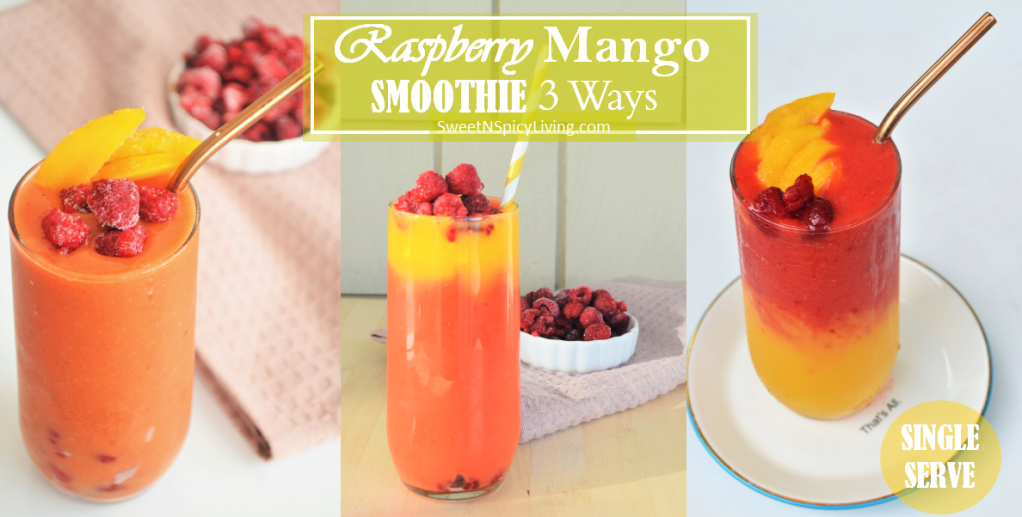 Friday Drink Day – Dairy Free Mango Raspberry Smoothie, 3 Ways