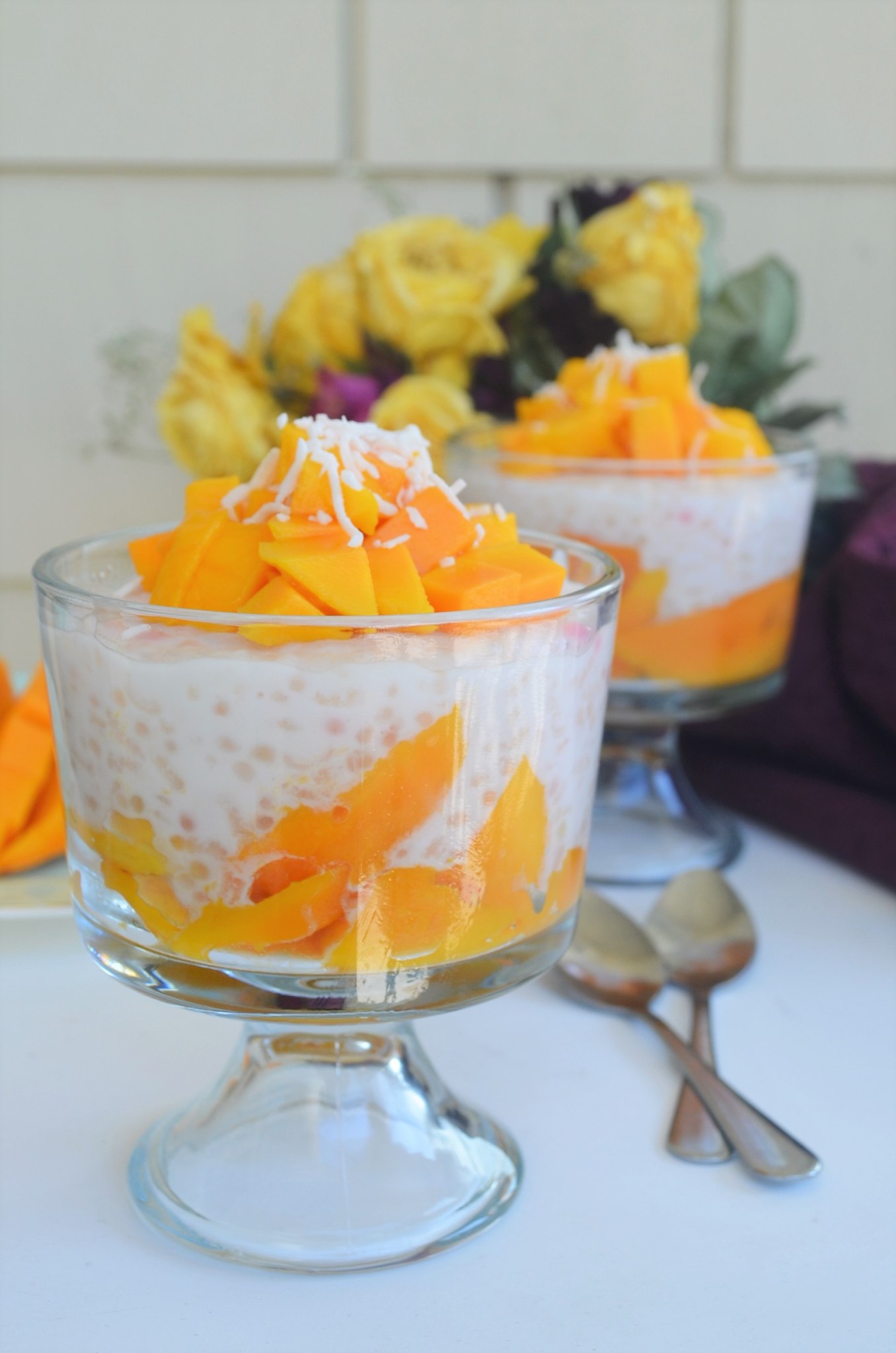 Small Batch Coconut Mango Rice Pudding Parfait