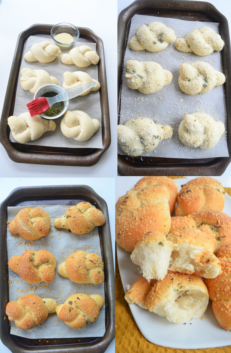 Small Batch Garlic Parmesan Knot Bread (Makes 6)