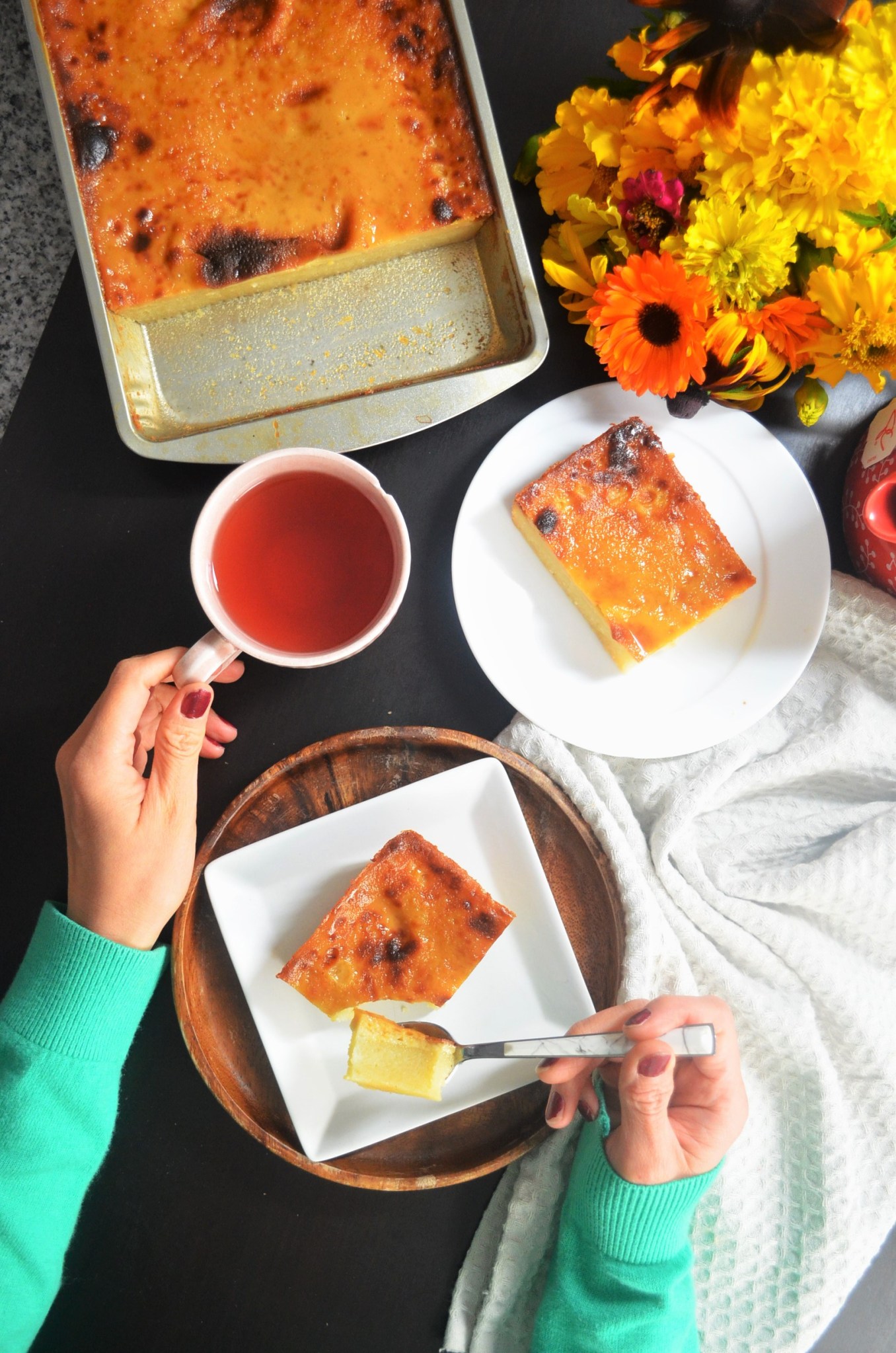 Easy Cassava Cake Recipe with Custard Topping