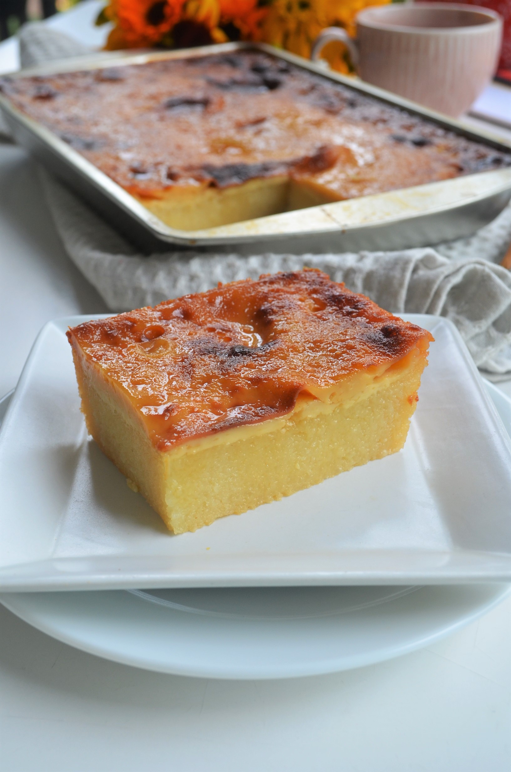 Easy Cassava Cake Recipe with Custard Topping