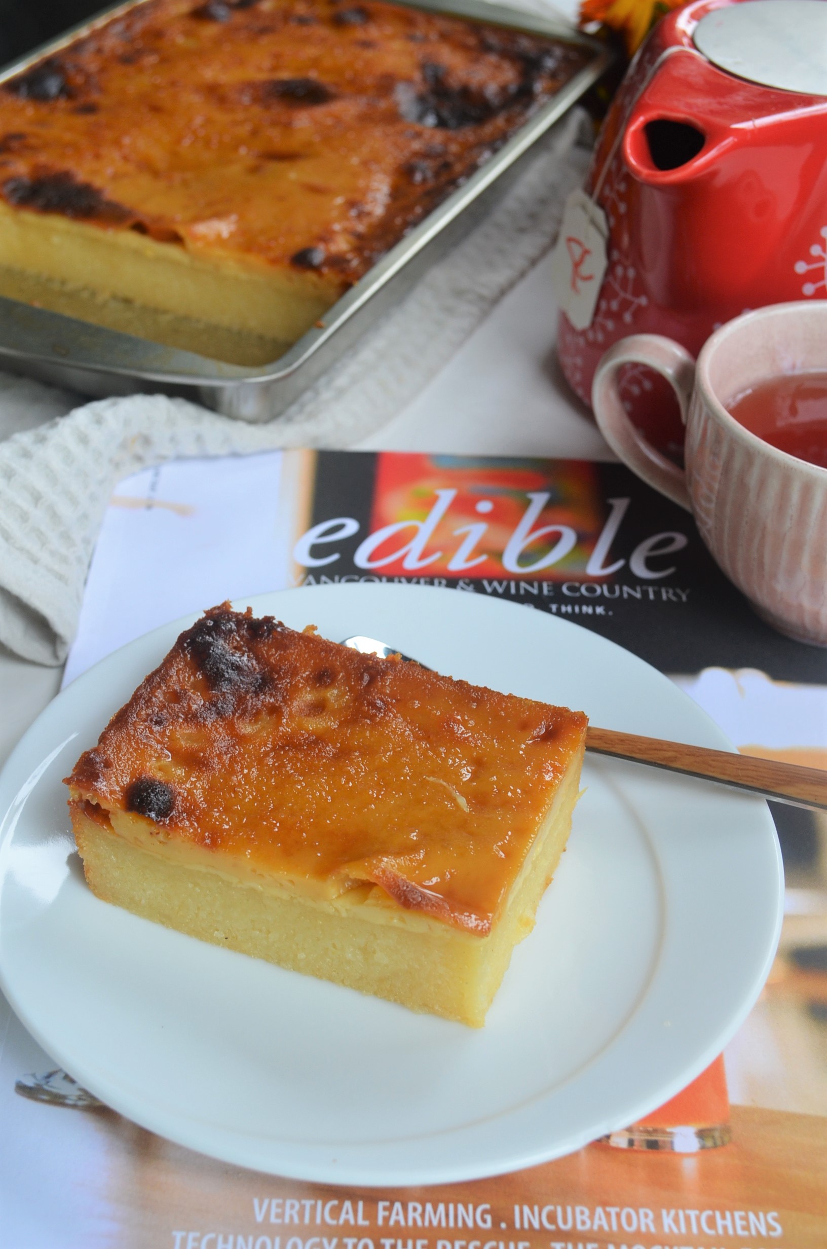 Easy Cassava Cake Recipe with Custard Topping